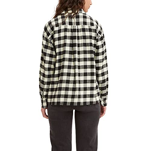 Levi's Women's Davy Flannel Shirt, (New) Shailene Plaid Meadow Mist, Large