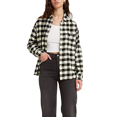 Levi's Women's Davy Flannel Shirt, (New) Shailene Plaid Meadow Mist, Large