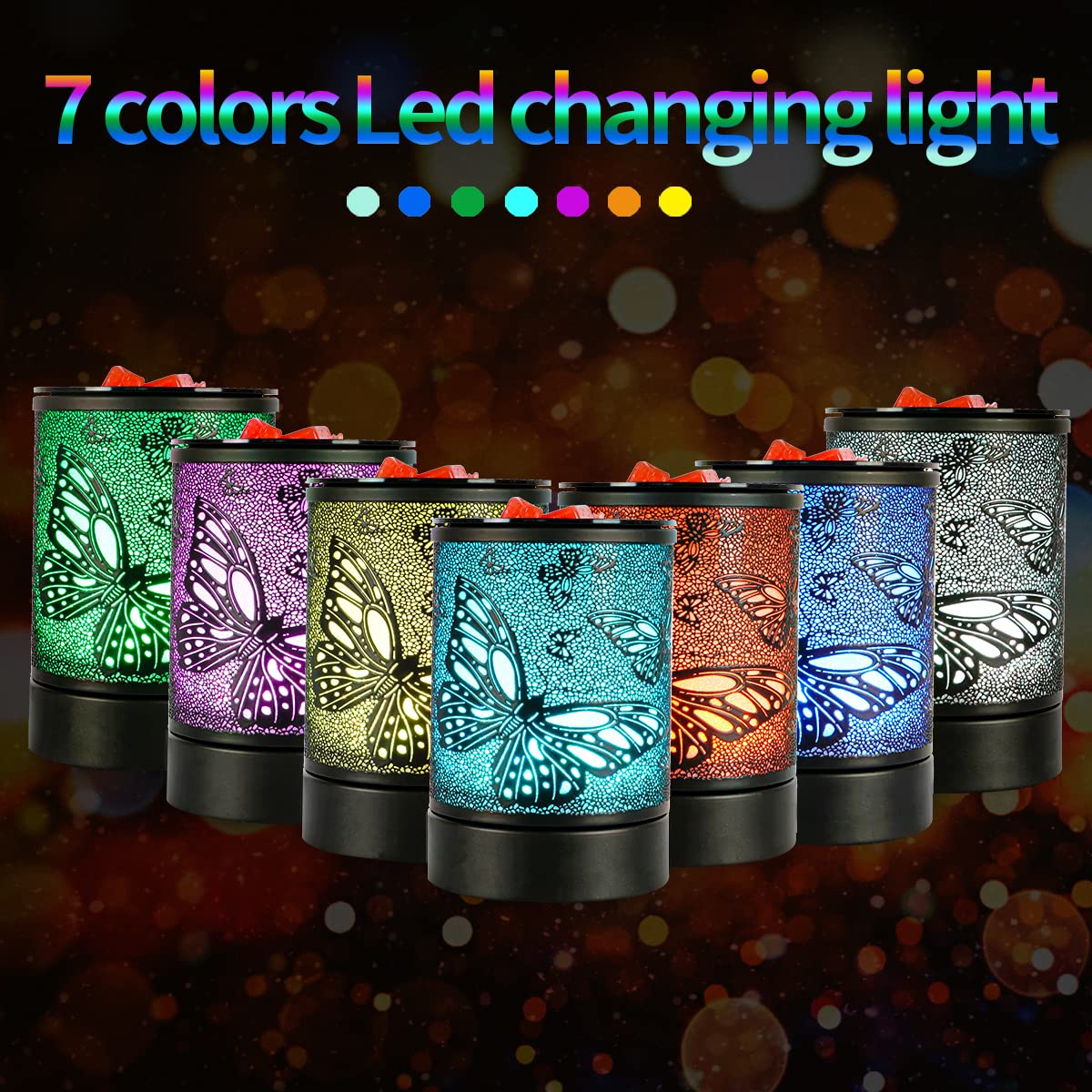 Enaroma Butterfly Black Electric Fragrance Wax Melts Warmer Oil Melter Scented Tart Burner for Home Decor