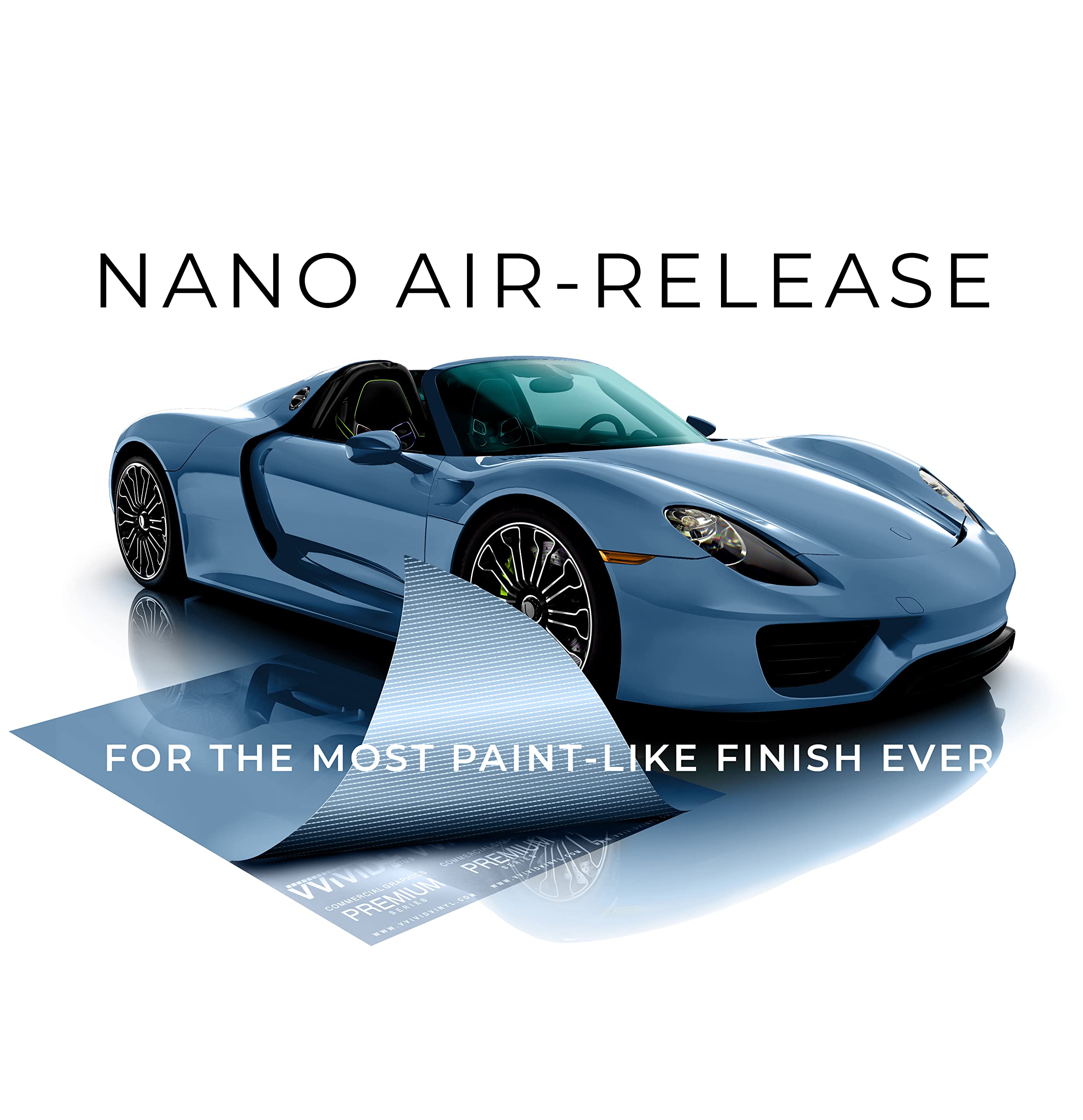 VViViD+ Ultra Gloss China Blue 1ft x 5ft Vinyl Car Wrap Premium Paint Replacement Film Roll with Nano Air Release Technology, Stretchable Protective Cap Liner, Self Adhesive, Indoor Outdoor