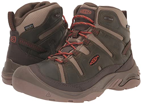 KEEN Men's Circadia Mid Height Comfortable Waterproof Hiking Boots, Dark Olive/Potters Clay, 13