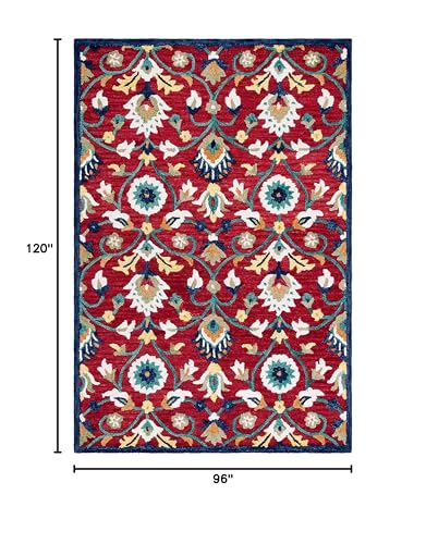 SAFAVIEH Blossom Collection 8' x 10' Red/Ivory BLM562Q Handmade Floral Premium Wool Living Room Dining Bedroom Area Rug