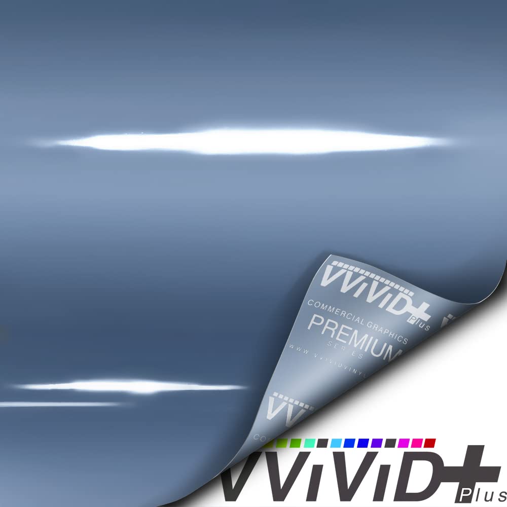 VViViD+ Ultra Gloss China Blue 1ft x 5ft Vinyl Car Wrap Premium Paint Replacement Film Roll with Nano Air Release Technology, Stretchable Protective Cap Liner, Self Adhesive, Indoor Outdoor