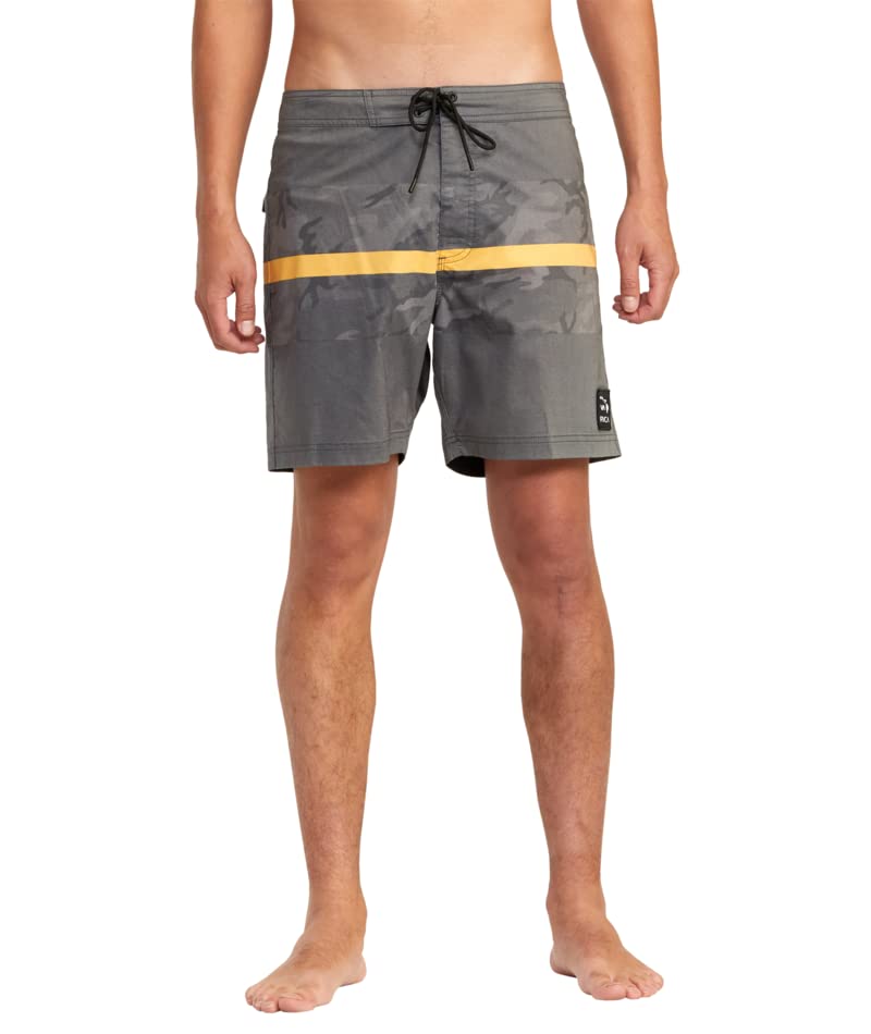 RVCA Men's Standard 4-Way Stretch Elastic Waist 17 Inch Boardshort - Westport Print - Hawaii (Black Camo, 36)