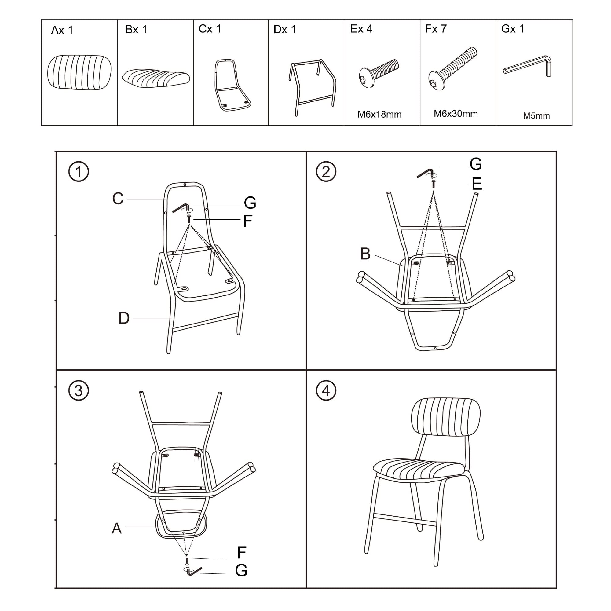 CangLong Homestripe Home Laurette Collection Modern Style PU Upholstered Dining Chair (Set of 2) with Stainless Steel Frame & Legs
