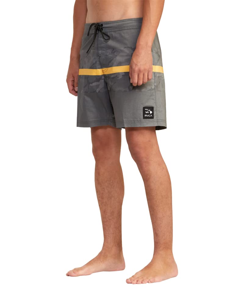 RVCA Men's Standard 4-Way Stretch Elastic Waist 17 Inch Boardshort - Westport Print - Hawaii (Black Camo, 36)