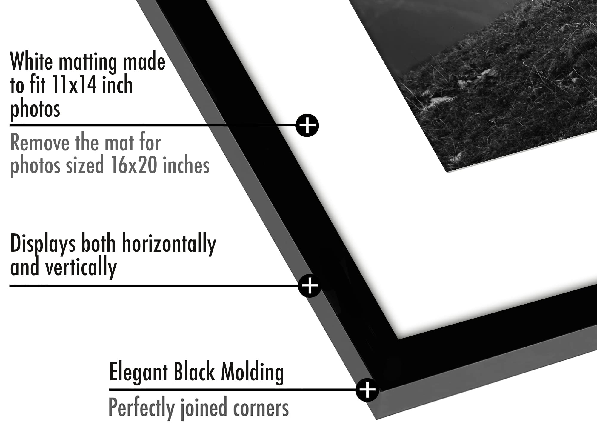 Americanflat 16x20 Picture Frame with Polished Plexiglass - Set of 5 - Use as 11x14 Frame with Mat or 16x20 Frame Without Mat - Galleria Collection - Gallery Wall Frame Set for Wall Display - Black