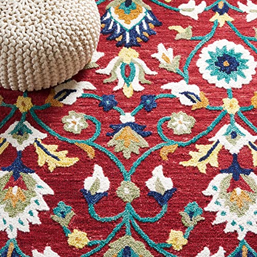 SAFAVIEH Blossom Collection 8' x 10' Red/Ivory BLM562Q Handmade Floral Premium Wool Living Room Dining Bedroom Area Rug