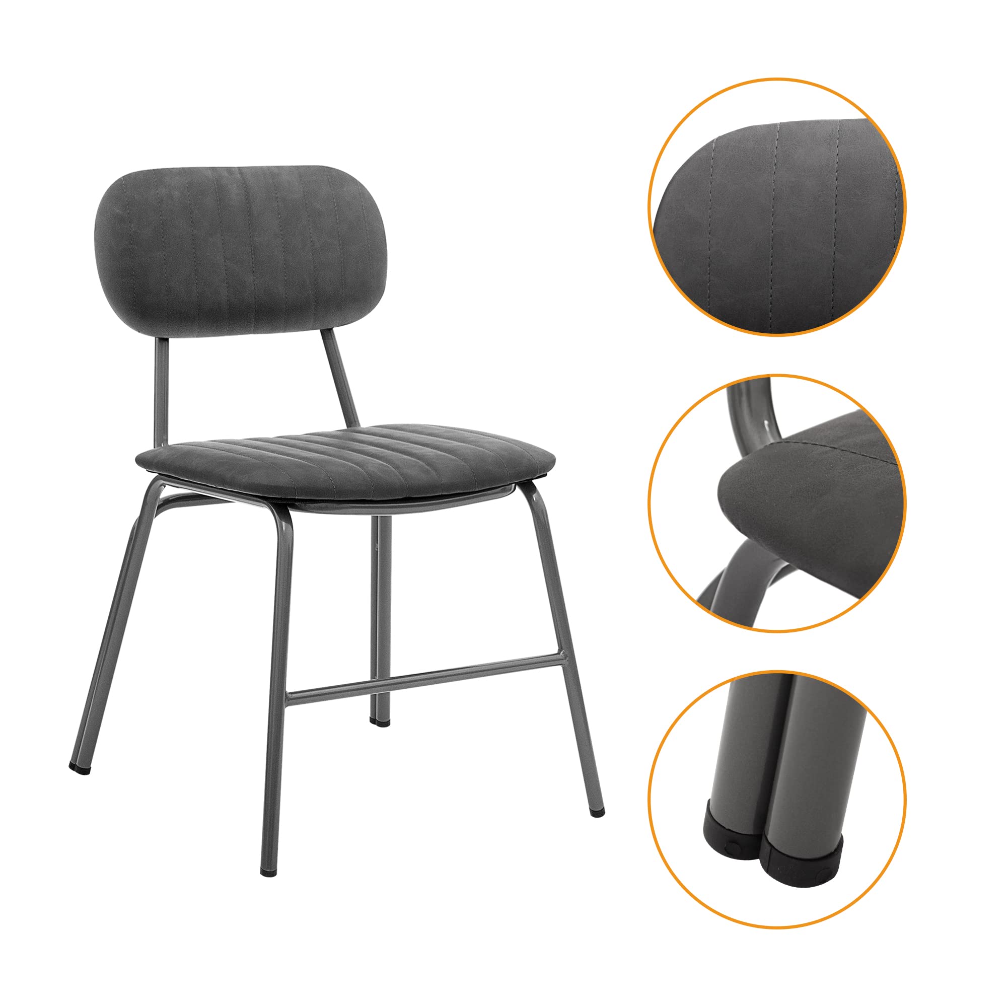 CangLong Homestripe Home Laurette Collection Modern Style PU Upholstered Dining Chair (Set of 2) with Stainless Steel Frame & Legs
