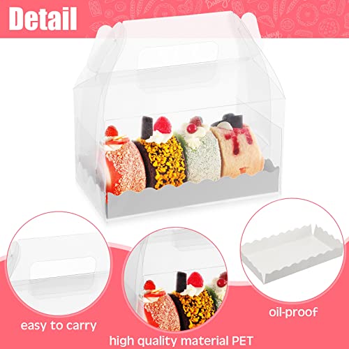 25 Pack Clear Gable Bakery Gift Boxes with Cardboard Candy Treat Gift Box Gable Boxes Clear Boxes for Favors Treat Party Cookie Pastry Cupcake Dessert Birthday Christmas Birthday, 6.3 x 3.6 x 3.6 Inch