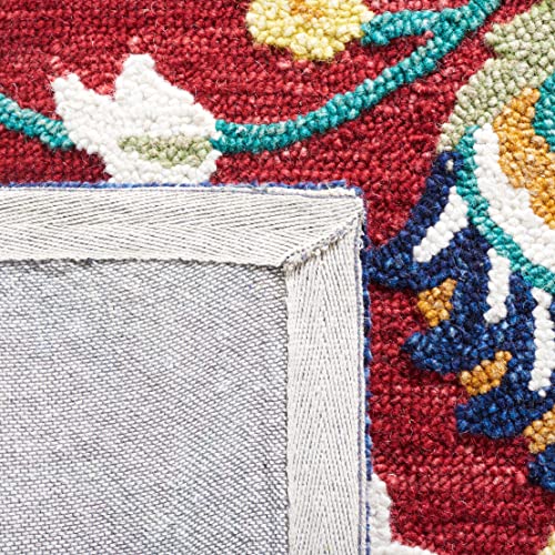 SAFAVIEH Blossom Collection 8' x 10' Red/Ivory BLM562Q Handmade Floral Premium Wool Living Room Dining Bedroom Area Rug