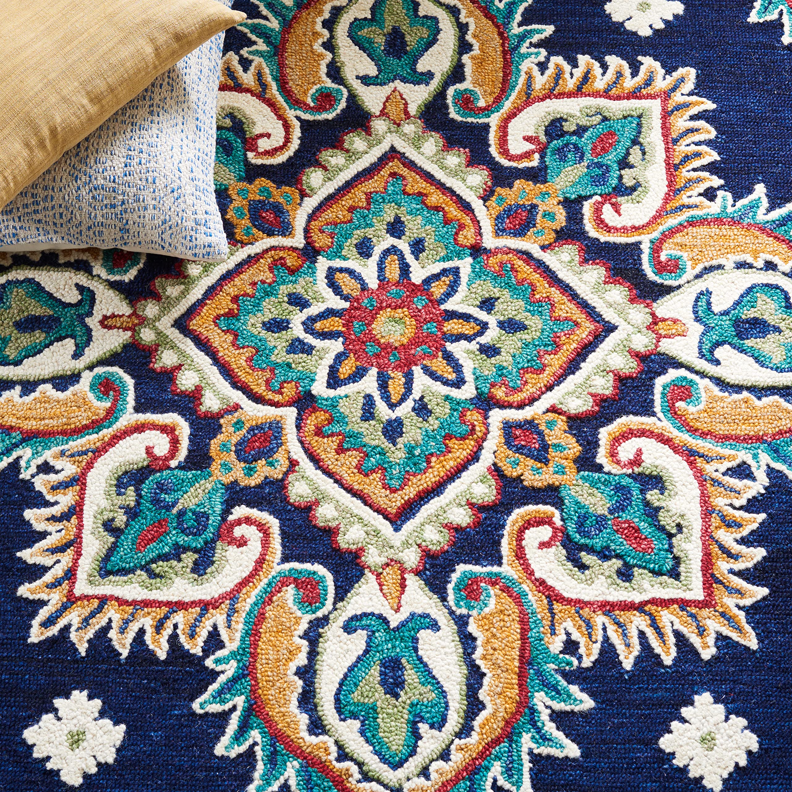 SAFAVIEH Blossom Collection 8' x 10' Navy/Red BLM564N Handmade Floral Premium Wool Living Room Dining Bedroom Area Rug