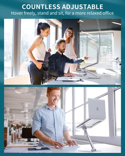 Biuupa Adjustable Laptop Stand for Desk- Sturdy Aluminum Foldable Computer Stand, Non-Slip Ergonomic Laptop Holder Lift for All Computers/ DJ/ Chromebook/ Notebook/ MacBook/ Air/ Pro, 10-16" Silver