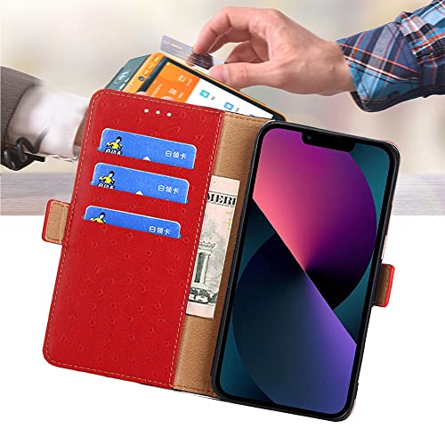 Fansipro Wallet Folio Case for Oppo Reno 2, Premium PU Leather Slim Fit Cover for Reno 2, 3 Card Slots, Well Fit, Red