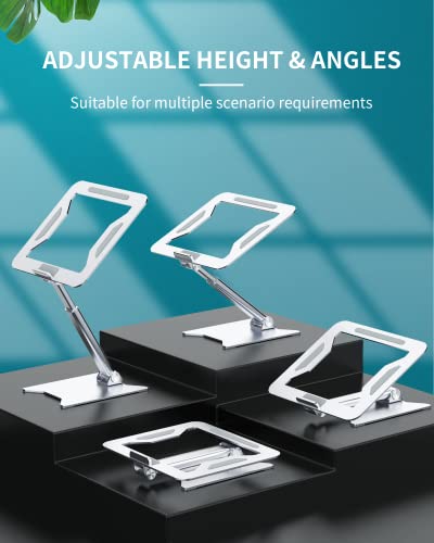 Biuupa Adjustable Laptop Stand for Desk- Sturdy Aluminum Foldable Computer Stand, Non-Slip Ergonomic Laptop Holder Lift for All Computers/ DJ/ Chromebook/ Notebook/ MacBook/ Air/ Pro, 10-16" Silver