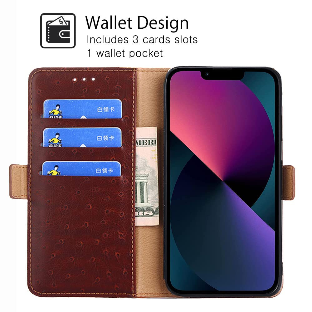 Fansipro Wallet Folio Case for Oppo Reno 2 Z, Premium PU Leather Slim Fit Cover for Reno 2 Z, 3 Card Slots, Well Fit, Brown