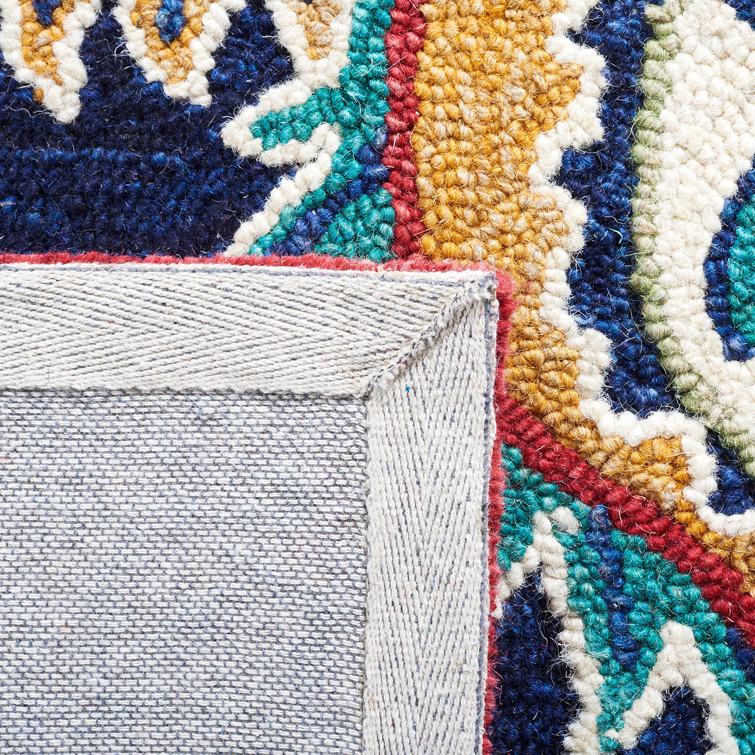 SAFAVIEH Blossom Collection 8' x 10' Navy/Red BLM564N Handmade Floral Premium Wool Living Room Dining Bedroom Area Rug