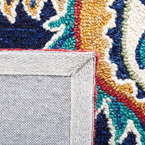 SAFAVIEH Blossom Collection 8' x 10' Navy/Red BLM564N Handmade Floral Premium Wool Living Room Dining Bedroom Area Rug