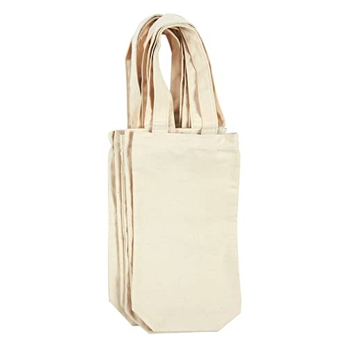 Canvas Wine Carrying Bags with Handles, Bottle Gift Totes (6 Pack)