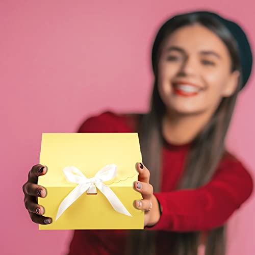 WholeMy Yellow Gift Boxes 10 Pack 8x8x4 Inch, Gift Boxes with Lids for Presents, Yellow Gift Box for Party Favors Wedding Birthdays Baby Shower Valentine's Day