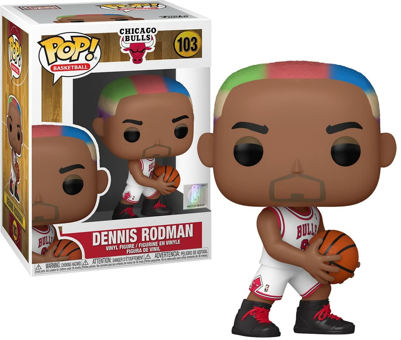 POP NBA: Legends - Dennis Rodman (Bulls Home) Funko Vinyl Figure (Bundled with Compatible Box Protector Case) Multicolored 3.75 inches