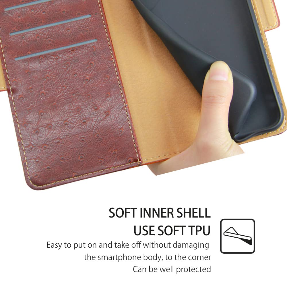Fansipro Wallet Folio Case for Oppo Reno 2 Z, Premium PU Leather Slim Fit Cover for Reno 2 Z, 3 Card Slots, Well Fit, Brown