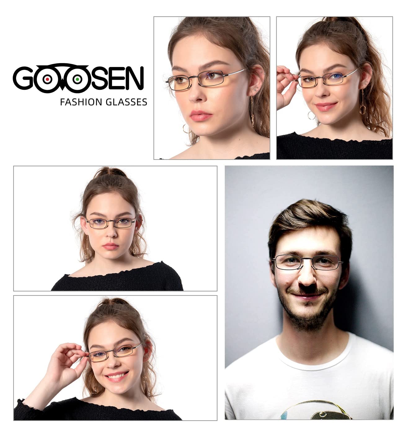 GOOSEN 3-Pack Reading Glasses Men Women, Pocket Wallet Purse Compact Hard Cases Folding Readers, Blue light Glasses Spring Hinge 2.0 x