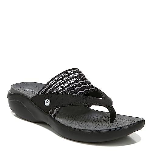 BZees Womens Cabana Sandal Flip-Flop, Black, 10 Wide US