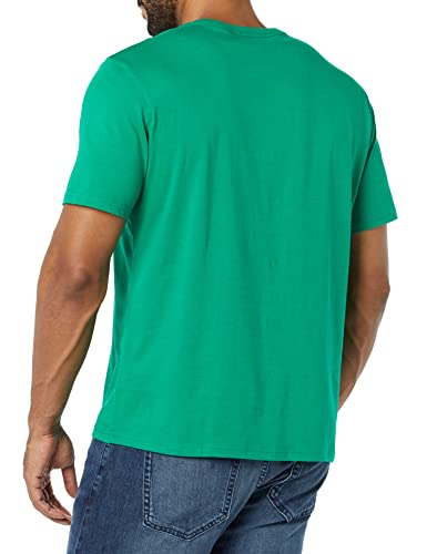 Amazon Essentials Men's T-Shirts, Short-Sleeve Crewneck Pocket, Cotton, 2-Pack, Large, Navy/Green