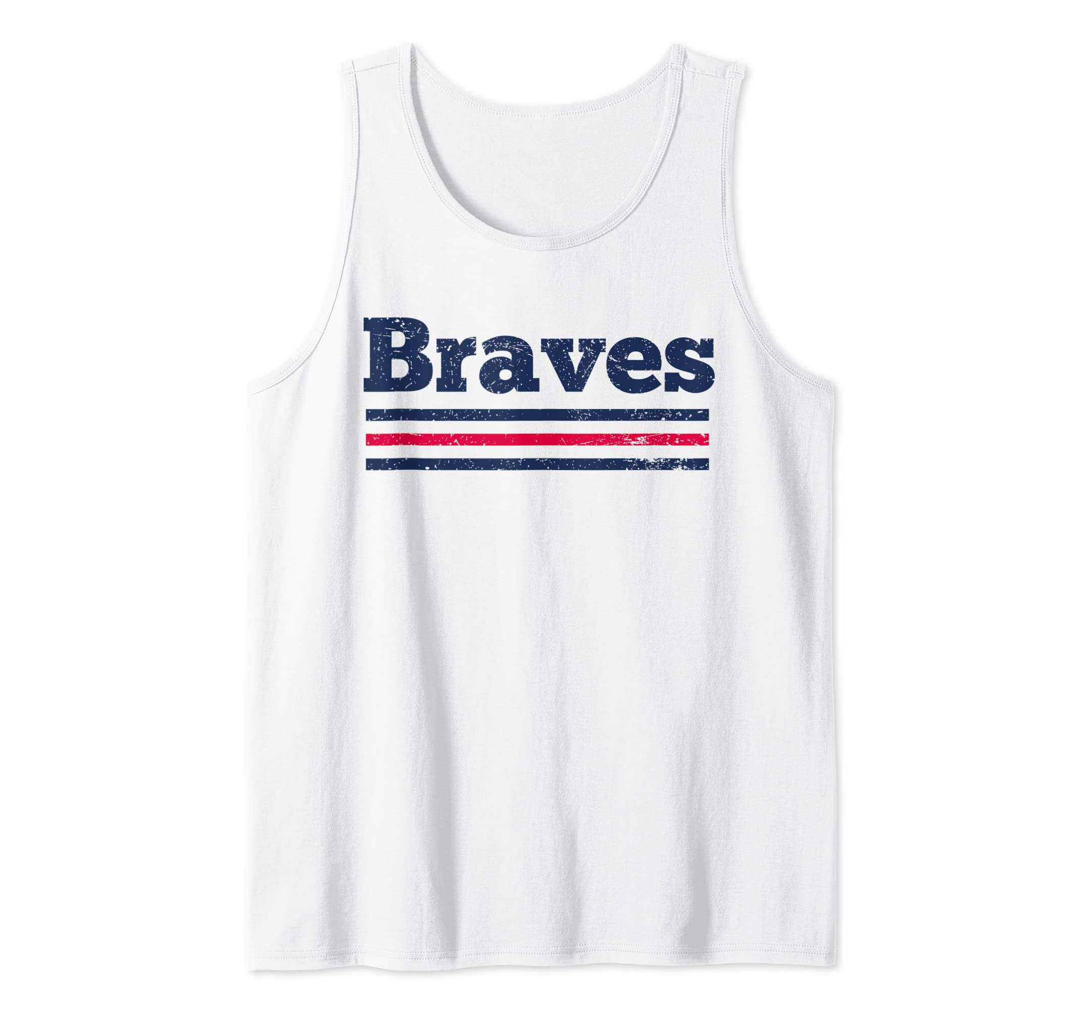 Vintage Braves Retro Three Stripe Weathered Shirt Tank Top