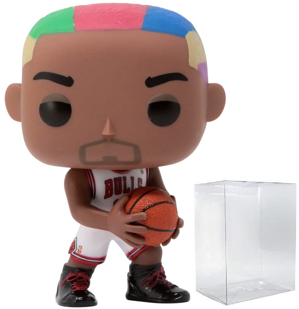 POP NBA: Legends - Dennis Rodman (Bulls Home) Funko Vinyl Figure (Bundled with Compatible Box Protector Case) Multicolored 3.75 inches