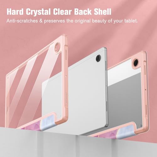 Fintie Hybrid Slim Case for Samsung Galaxy Tab A8 10.5 Inch 2022 Model (SM-X200/X205/X207), Shockproof Cover with Clear Transparent Back Shell, Auto Wake/Sleep, Glittering Marble