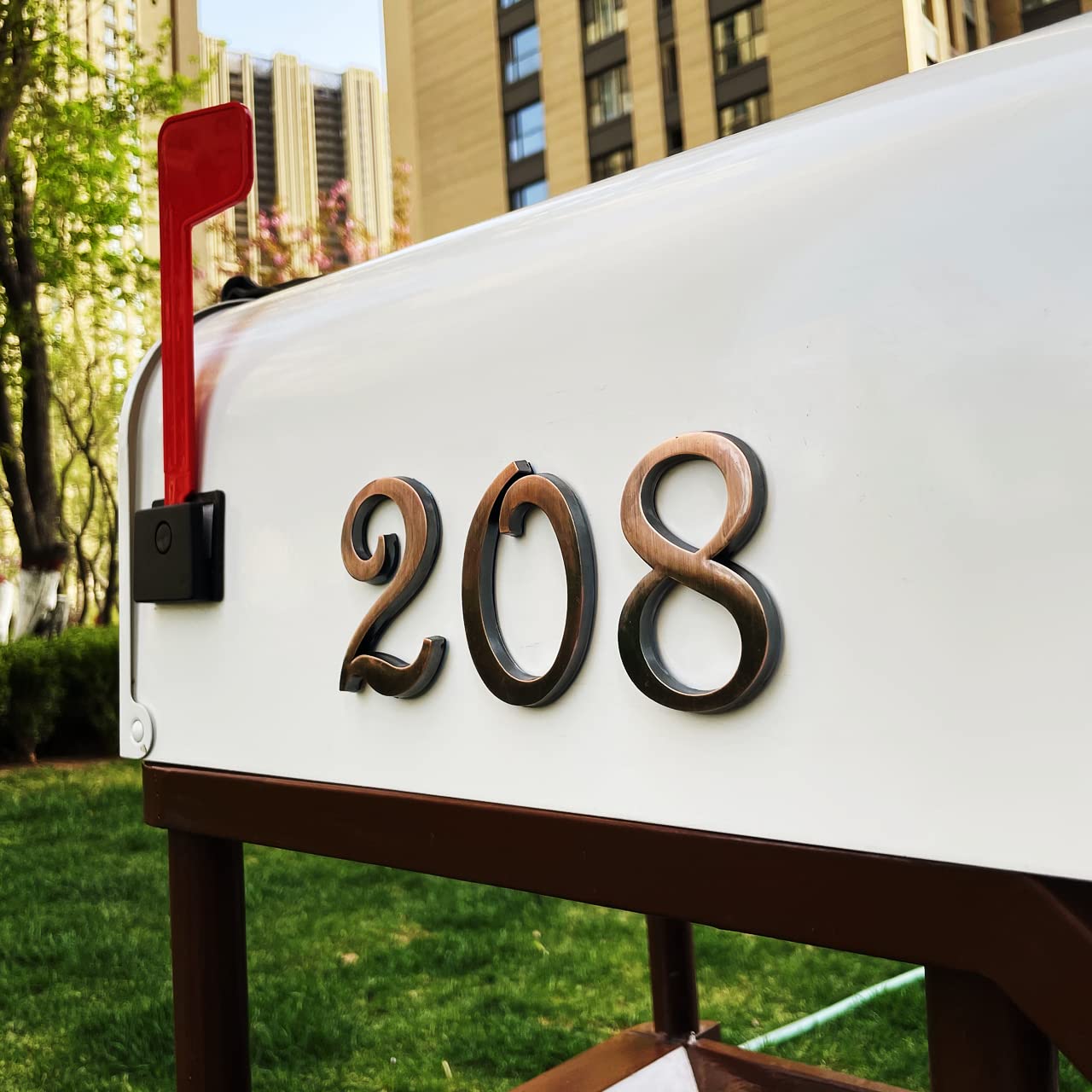 Waterproof House Mailbox Numbers 3 Inch Door Number Address Sign Stickers for Apartment Hotel Office Home Yard Outside or Business Decoration Project. (Copper)