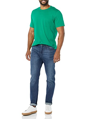 Amazon Essentials Men's T-Shirts, Short-Sleeve Crewneck Pocket, Cotton, 2-Pack, Large, Navy/Green