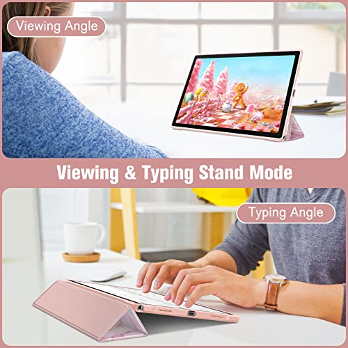 Fintie Hybrid Slim Case for Samsung Galaxy Tab A8 10.5 Inch 2022 Model (SM-X200/X205/X207), Shockproof Cover with Clear Transparent Back Shell, Auto Wake/Sleep, Glittering Marble