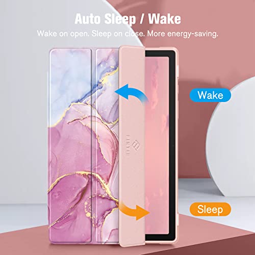 Fintie Hybrid Slim Case for Samsung Galaxy Tab A8 10.5 Inch 2022 Model (SM-X200/X205/X207), Shockproof Cover with Clear Transparent Back Shell, Auto Wake/Sleep, Glittering Marble