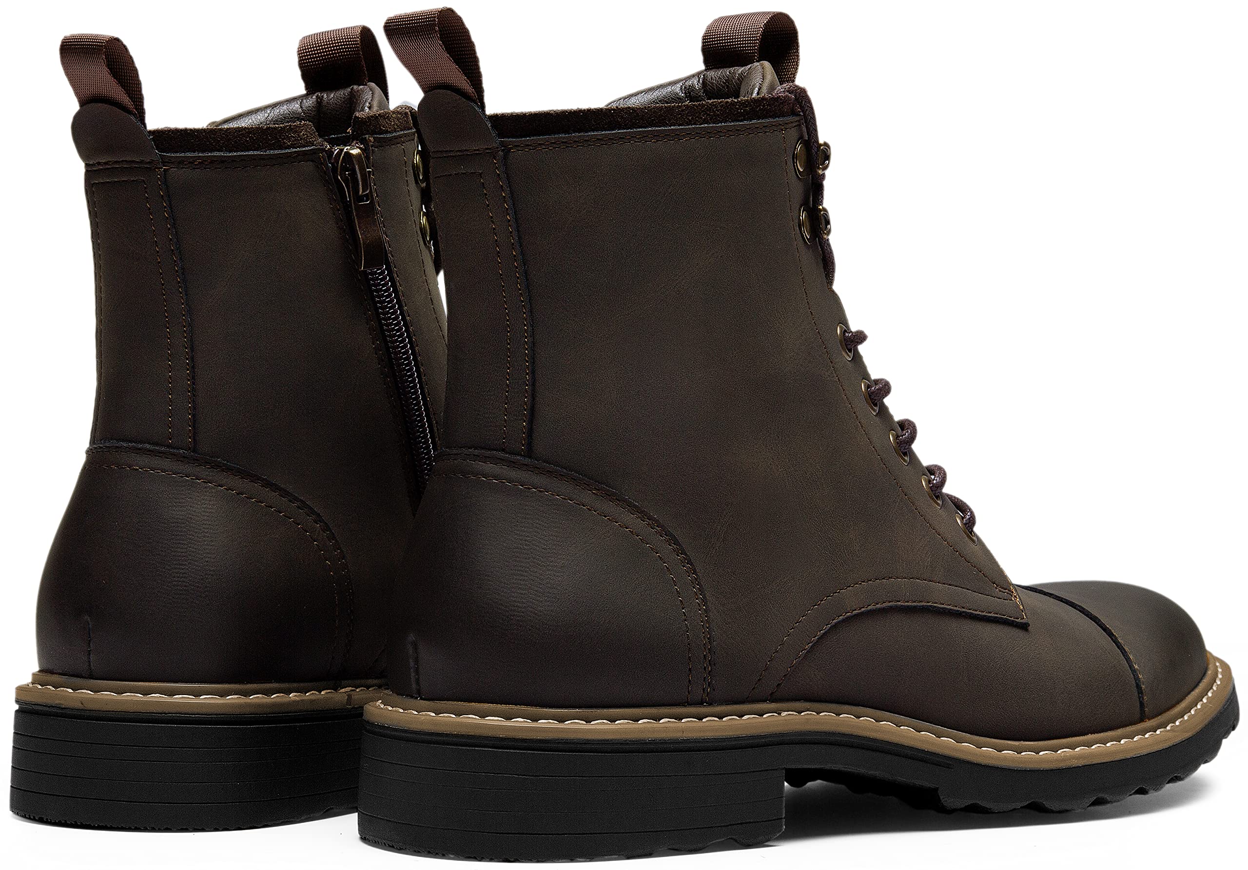 Vostey Mens Boots Motorcycle Casual Boots for Men Zipper Fashion Chukka Boots Mens(BMY8033A Darkbrown 10.5)