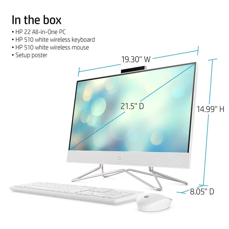 HP 2024 21.5" FHD All-in-One Desktop Intel 4-Core Pentium Silver J5040 Intel UHD Graphics 32GB DDR4 1TB NVMe SSD WiFi AC BT HDMI Webcam RJ45 Wilress KB&Mouse White Windows 10 Pro w/RE Accessories