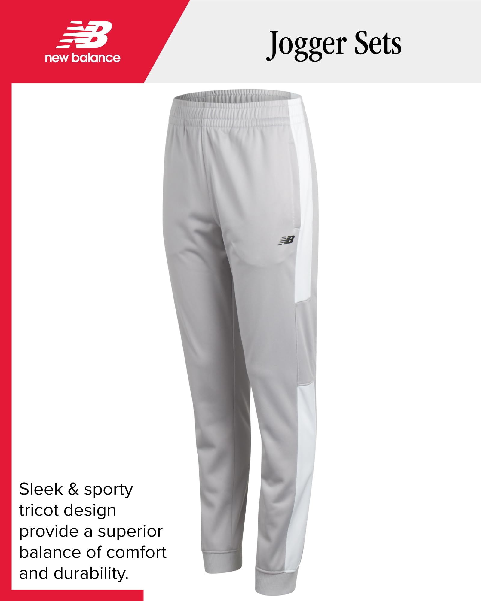 New Balance Boys’ Sweatpants – 4 Pack Active Tricot Jogger Sweatpants – Performance Track Pants with Pockets for Boys (4-20), Size 14-16, Lead/Raincloud