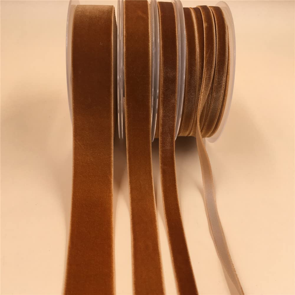 XMRIBBON Copper Velvet Ribbon Single Faced, 1 1/2 Inch by 10 Yards Spool