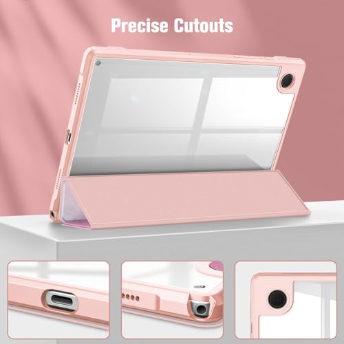 Fintie Hybrid Slim Case for Samsung Galaxy Tab A8 10.5 Inch 2022 Model (SM-X200/X205/X207), Shockproof Cover with Clear Transparent Back Shell, Auto Wake/Sleep, Glittering Marble