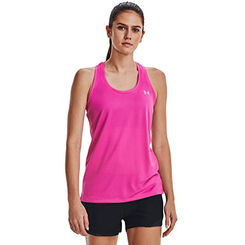 Under Armour Women's Tech Solid Tank Top, (652) Rebel Pink / / Metallic Silver, Medium