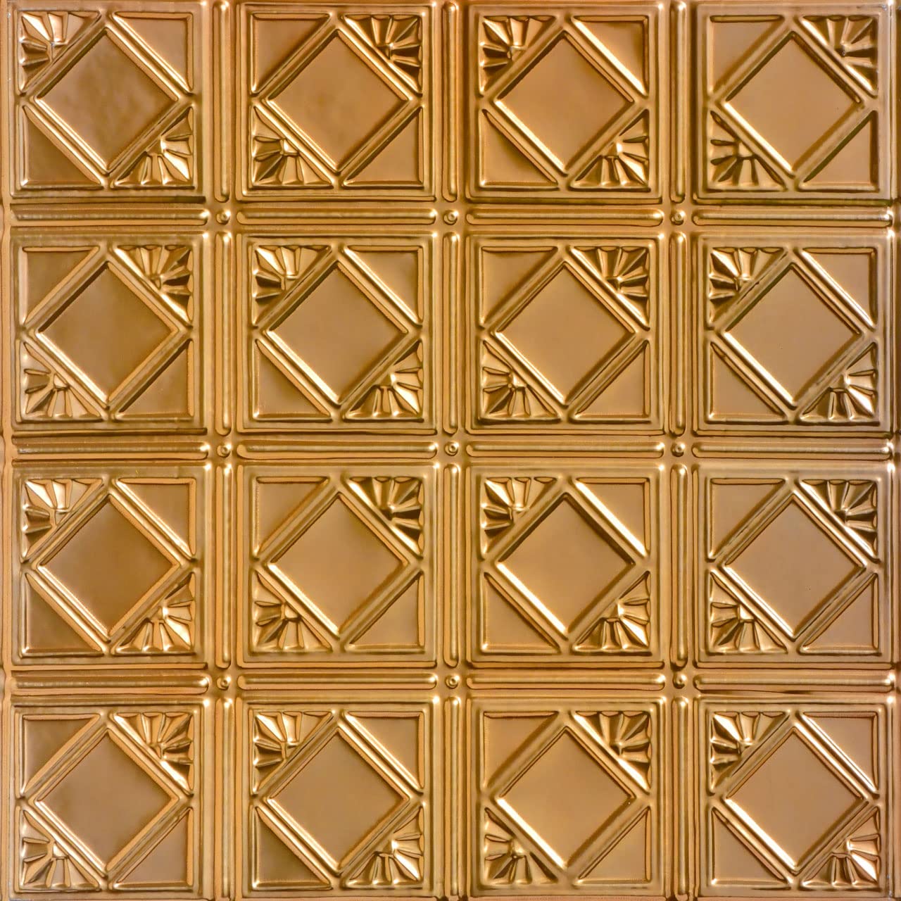 Shanko SKPC207-lnop-24x24-N-12 Carnivale Stamped Metal Nail-up Tin Ceiling Tile (48 sq. ft), Lincoln Copper