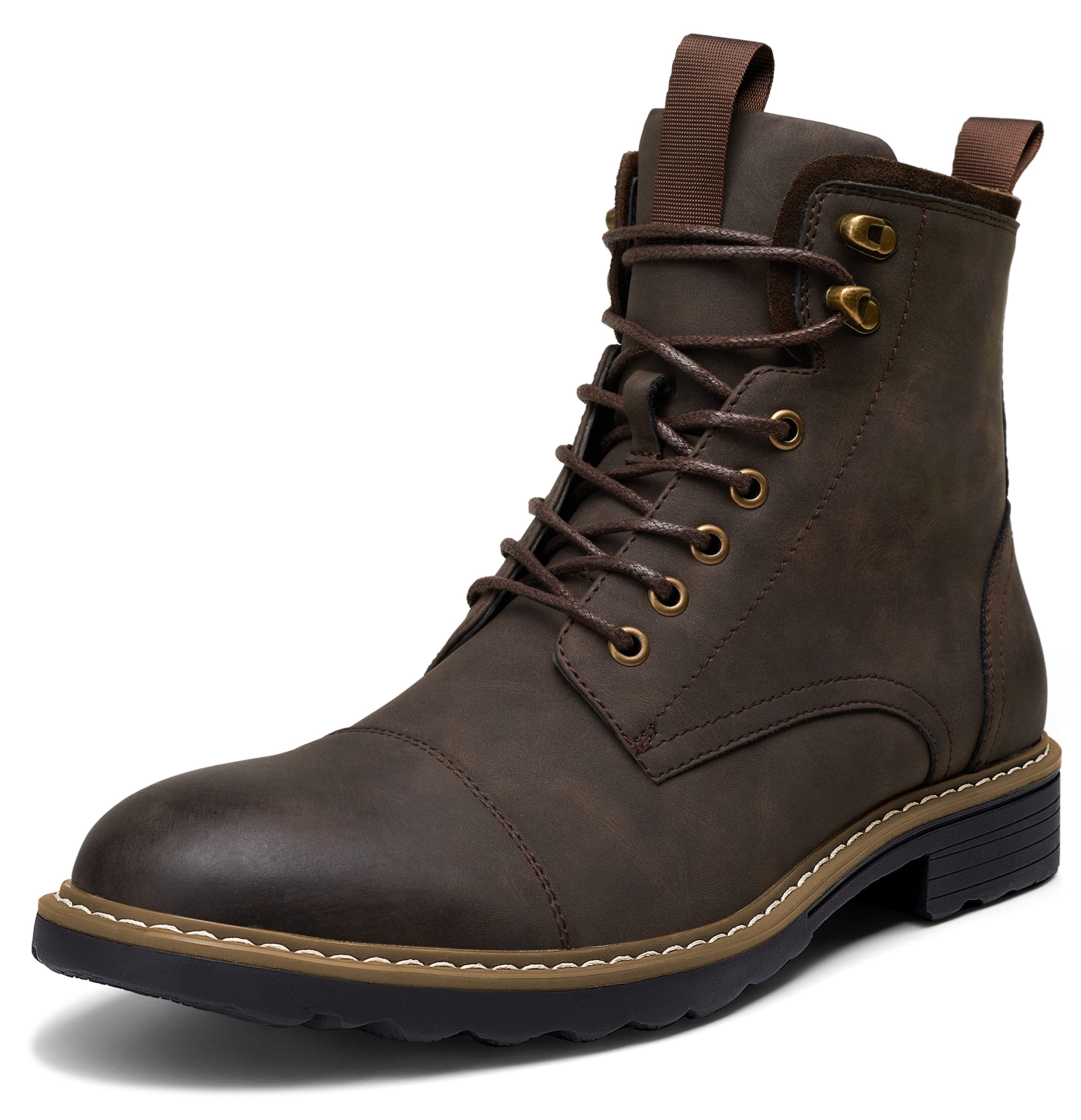 Vostey Mens Boots Motorcycle Casual Boots for Men Zipper Fashion Chukka Boots Mens(BMY8033A Darkbrown 10.5)