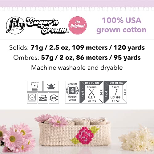 Lily Sugar'N Cream Hot Pink Yarn - 6 Pack of 71g/2.5oz - Cotton - 4 Medium (Worsted) - 120 Yards - Knitting/Crochet