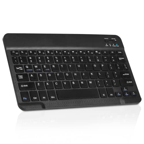 Ultra-Slim Rechargeable Bluetooth Keyboard Compatible with Microsoft Surface Duo and Other Bluetooth Enabled Devices Including All iPads, iPhones, Android Tablets, Smartphones, Windows pc, Black