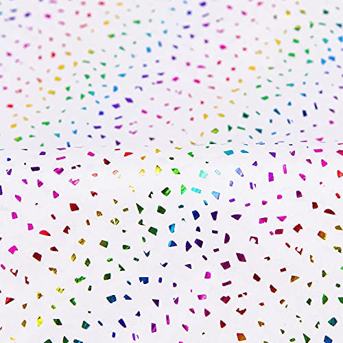 MR FIVE 25 Sheets Rainbow Tissue Paper Bulk,20" x 28",Glitter Tissue Paper for Gift Bags,Rainbow Sparkle on White Tissue Paper,Gift Wrapping Tissue Paper for Graduation,weddings,Birthday,Holiday Party