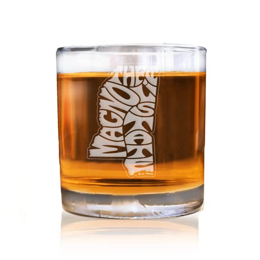 American Sign Letters Mississippi The Magnolia State Whiskey Glass - State Of Mississippi Whiskey Glass, Mississippi Gift, Mississippi Glass