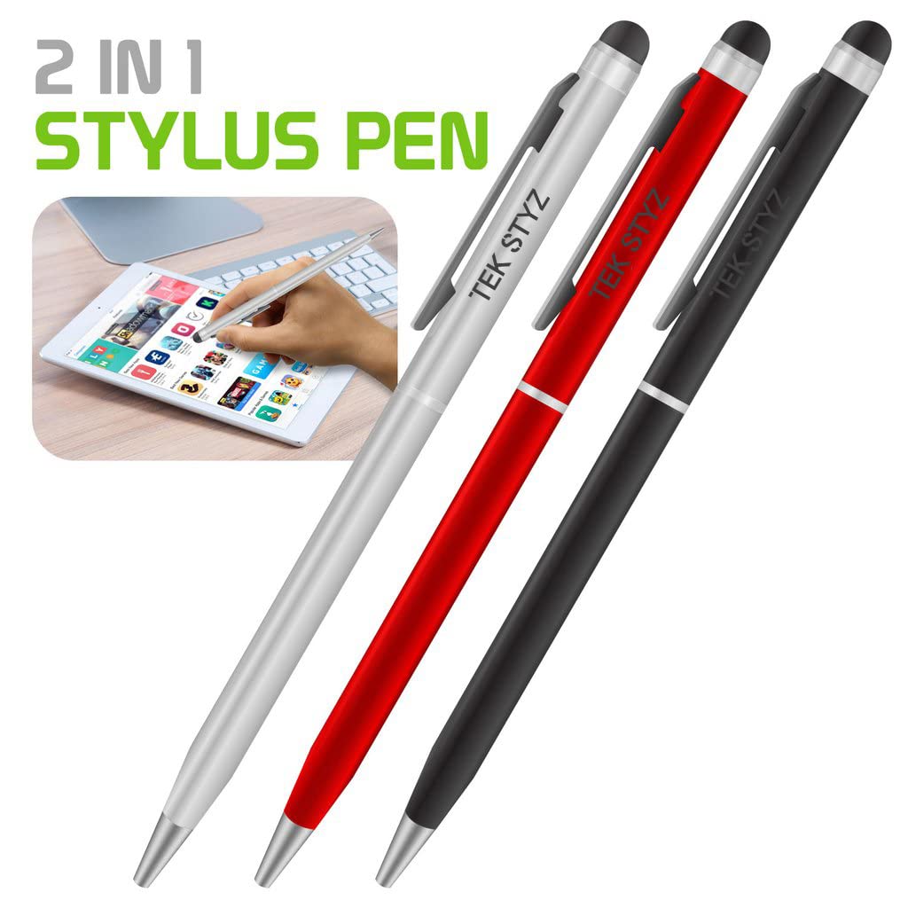 PRO Stylus Pen Works for Microsoft Surface Duo 2 with Ink, High Accuracy, Extra Sensitive, Compact Form for Touch Screens [3 Pack-Black-Red-Silver]