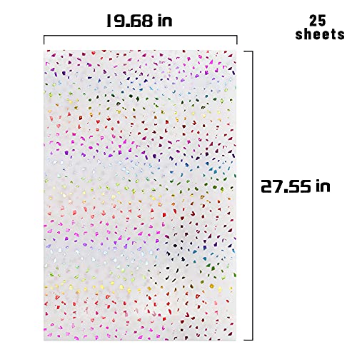 MR FIVE 25 Sheets Rainbow Tissue Paper Bulk,20" x 28",Glitter Tissue Paper for Gift Bags,Rainbow Sparkle on White Tissue Paper,Gift Wrapping Tissue Paper for Graduation,weddings,Birthday,Holiday Party